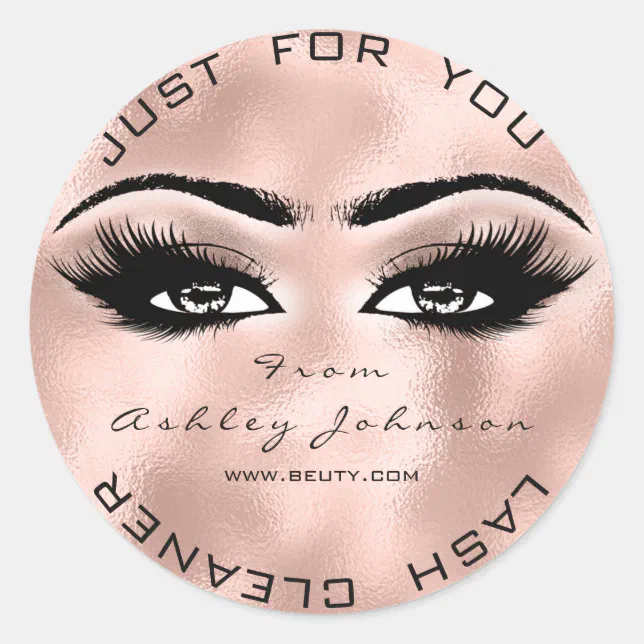 Pink Rose Beauty Glitter Skin Lash Makeup Cleaner Classic Round Sticker ...