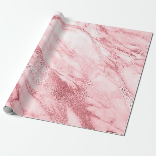 Pink Rose Blush White Marble Molten Pastel VIP Wrapping Paper | Zazzle