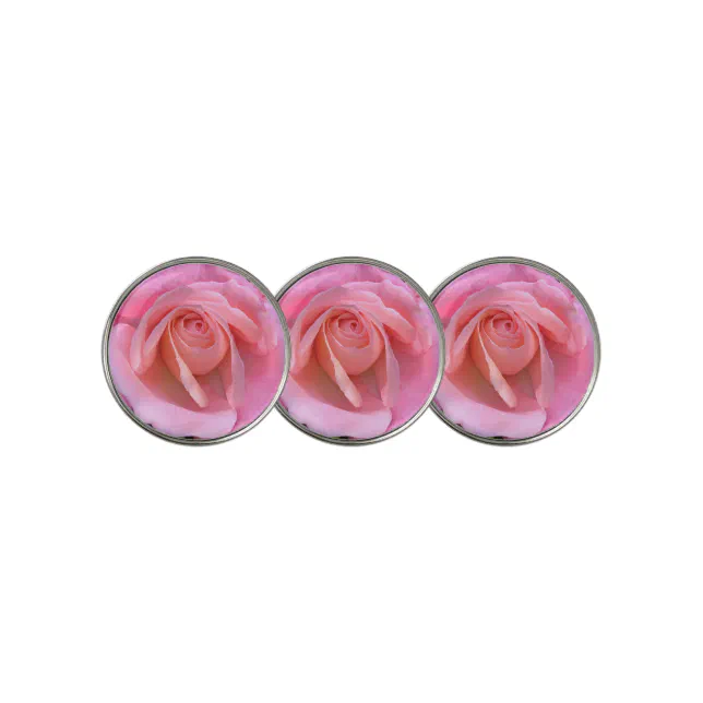 Pink rose closeup golf ball marker | Zazzle
