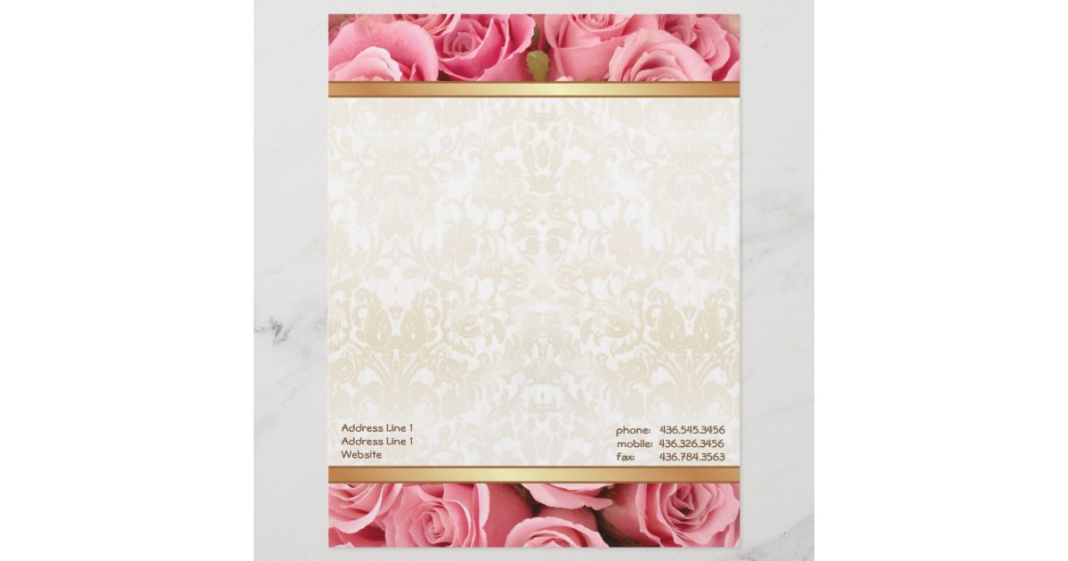 Pink Rose Elegance Letterhead | Zazzle