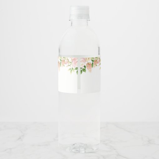 Pink Rose Elegant Floral Girl Baby Shower Water Bottle Label | Zazzle