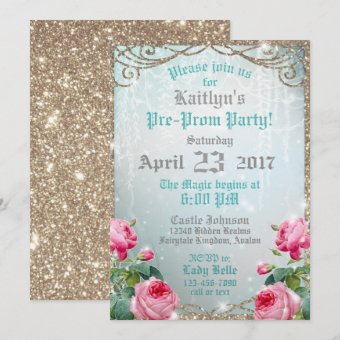 Pink Rose Enchanted Garden Pre-Prom Party Invitation | Zazzle