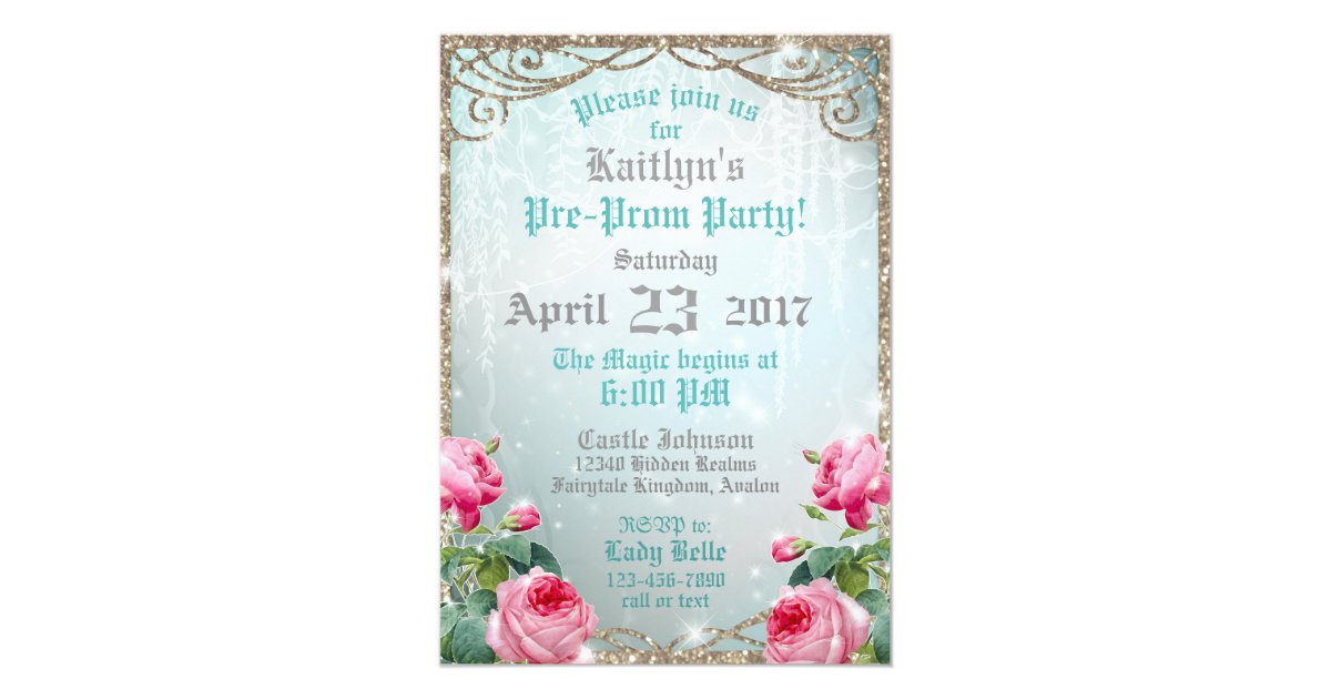 Pink Rose Enchanted Garden Pre-Prom Party Invitation | Zazzle.com