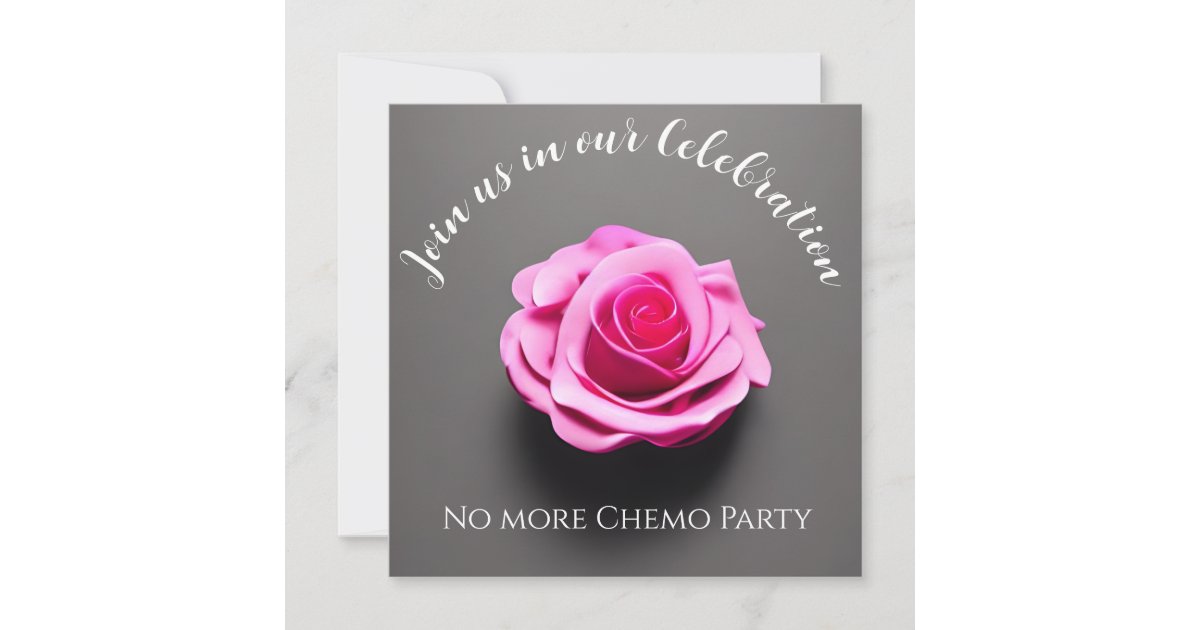 Pink Rose End-of-Treatment Breast Cancer Invitation | Zazzle