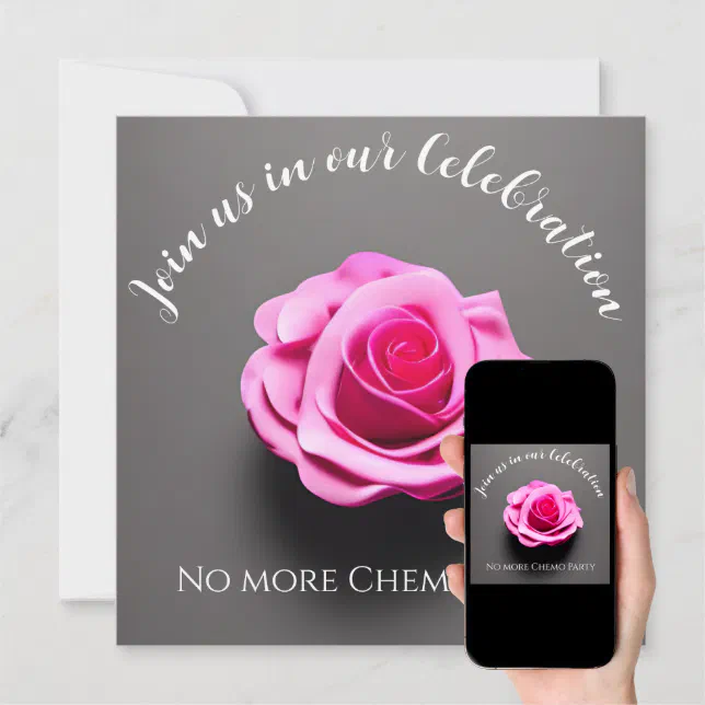 Pink Rose End-of-Treatment Breast Cancer Invitation | Zazzle