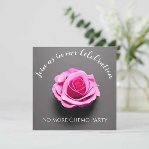 Pink Rose End-of-Treatment Breast Cancer Invitation | Zazzle