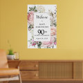 Pink Rose Floral 90th Birthday Welcome Sign | Zazzle