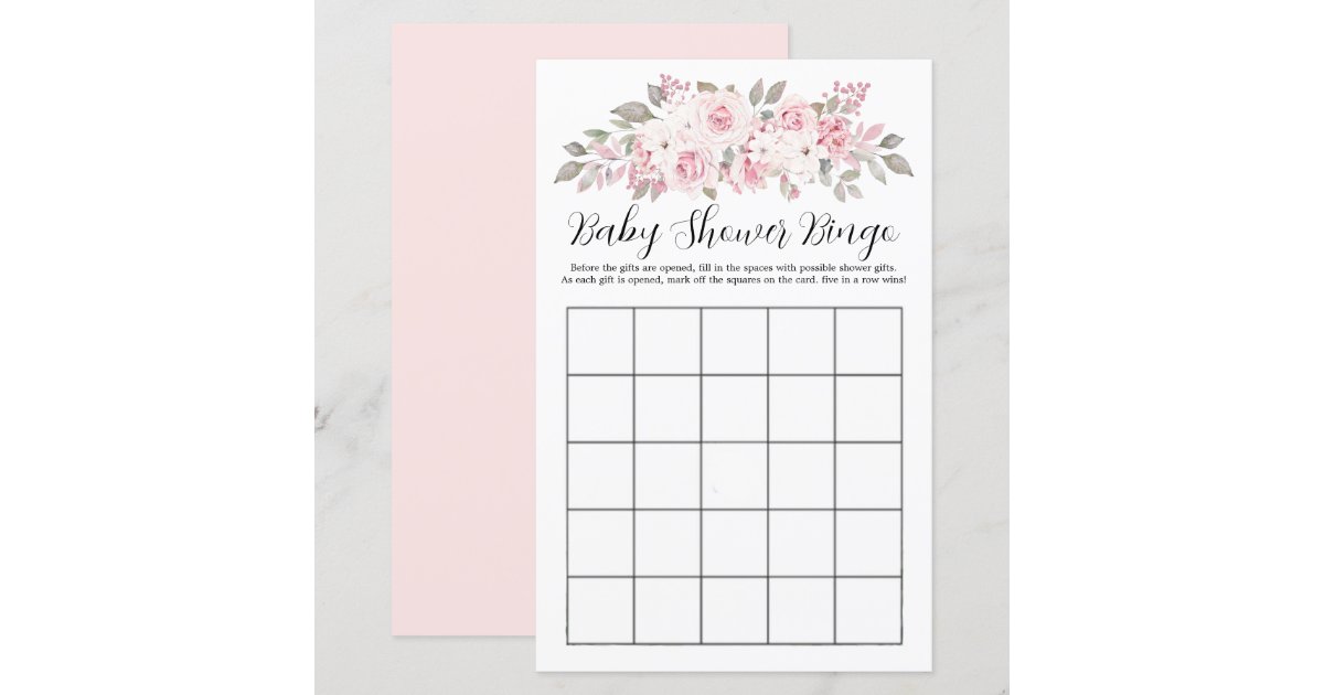 Pink Rose Floral Baby Shower Bingo Game | Zazzle