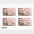 Pink Rose Floral Bouquet Lavender Rectangular Sticker | Zazzle