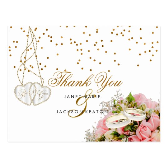 Pink Rose Floral Flowers - Thank You Postcard | Zazzle.com