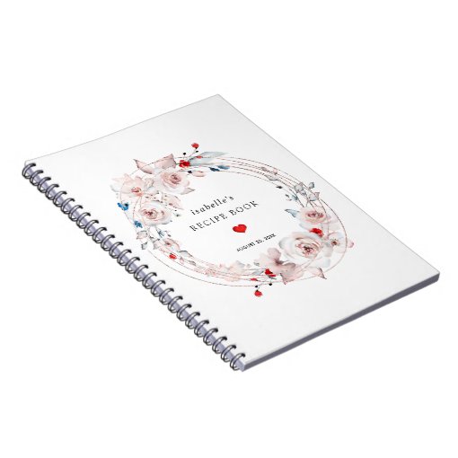 Pink Rose Floral Recipe Book | Zazzle