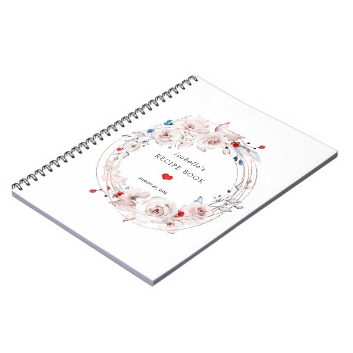 Pink Rose Floral Recipe Book | Zazzle