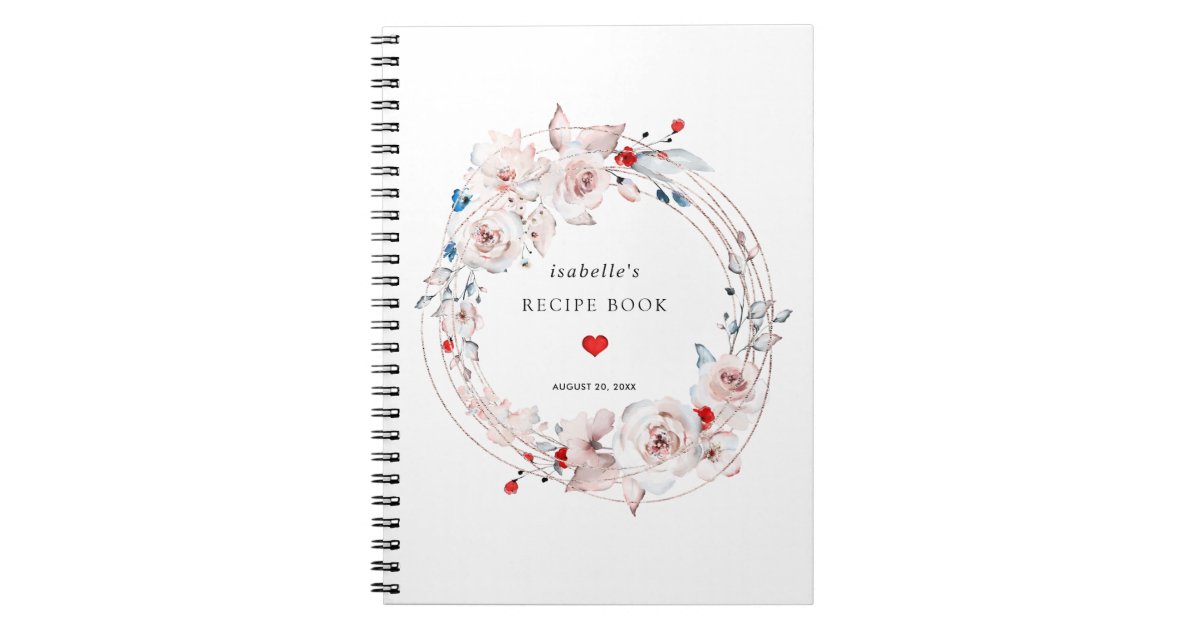 Pink Rose Floral Recipe Book | Zazzle