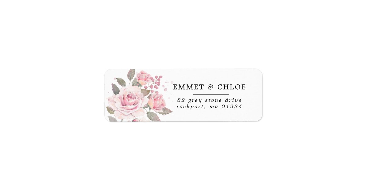 Pink Rose Floral Return Address Label | Zazzle