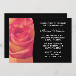 Pink Rose Flower Birthday Party Invitation | Zazzle