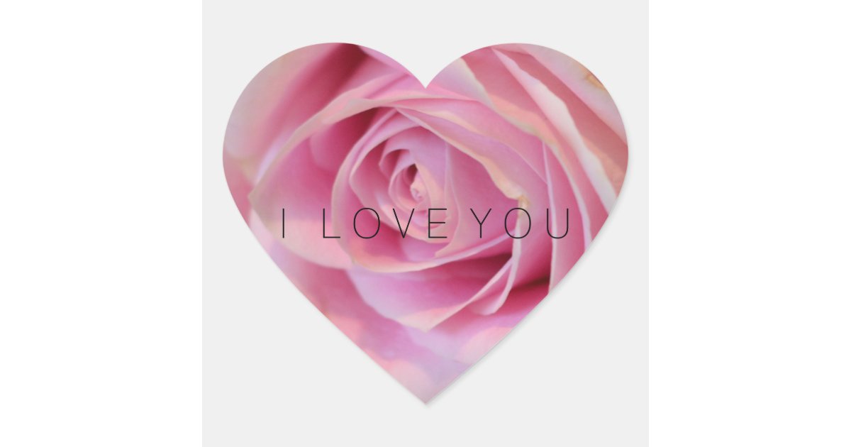 Pink Rose Flower Heart Sticker | Zazzle