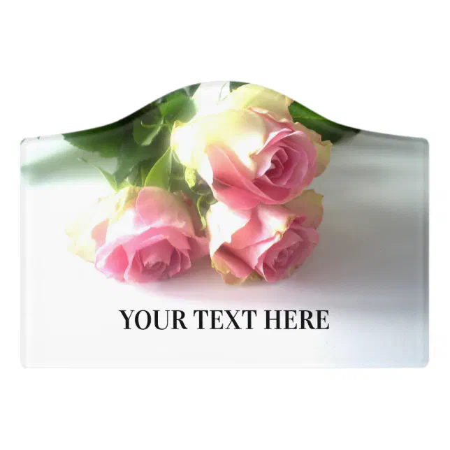 Pink rose flower photo custom door sign name plate | Zazzle