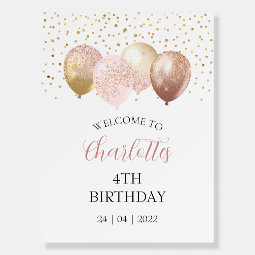 Pink & Rose Gold Balloon Welcome Sign Template | Zazzle