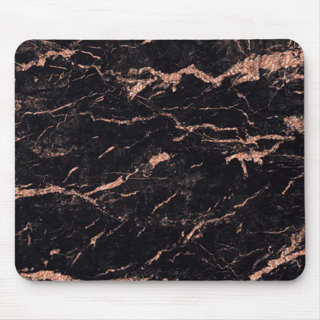Pink Rose Gold Black Glitter Marble Stone Mouse Pad | Zazzle