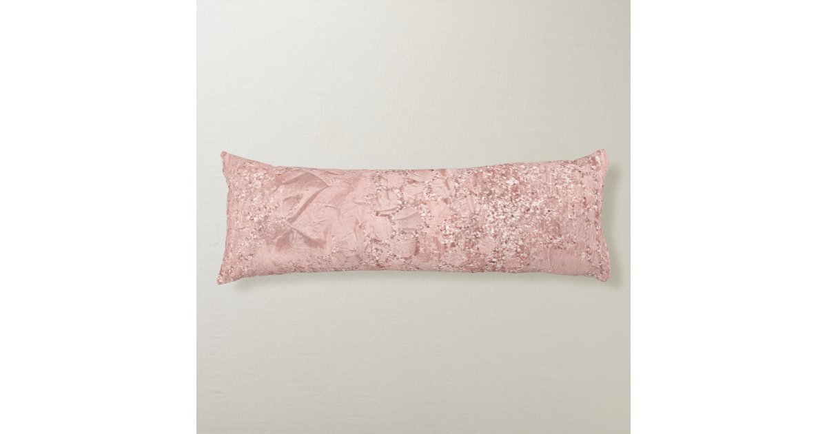 Pink Rose Gold Blush Glitter Glam Glass Metallic Body Pillow | Zazzle