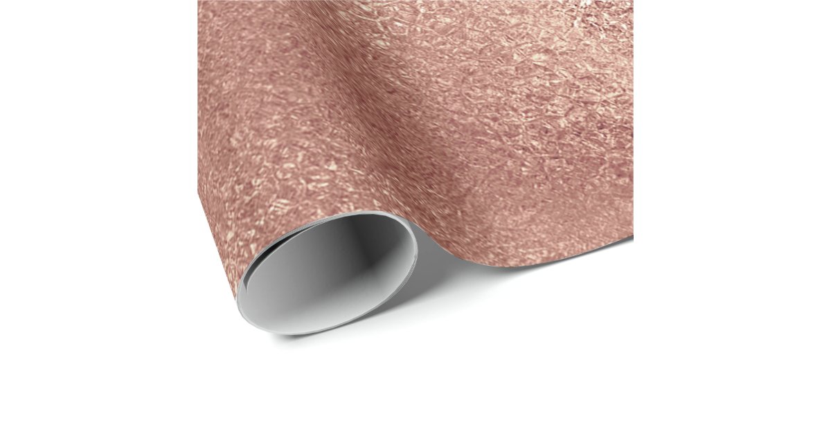 Pink Rose Gold Blush Peach Shiny Glass Powder Wrapping Paper | Zazzle