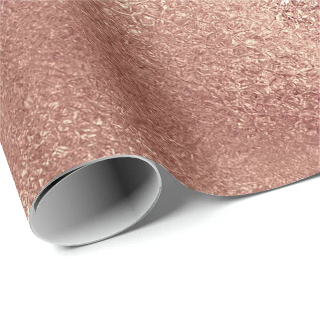 Pink Rose Gold Blush Peach Shiny Glass Powder Wrapping Paper | Zazzle