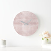 Pink Rose Gold Faux Brush Metallic Diamond Sparkly Large Clock | Zazzle