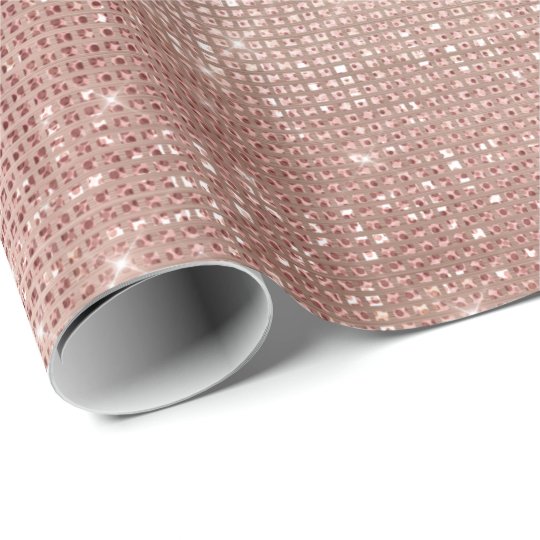 Pink Rose Gold Faux Brush Sparkly Diamond Metallic Wrapping Paper ...