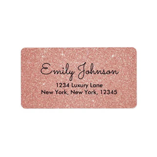 Pink Rose Gold Faux Glitter Sparkle Address Label | Zazzle