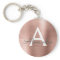 Pink Rose Gold Faux Stainless Steel Monogram Keychain | Zazzle