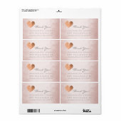 Pink Rose Gold Foil Heart Stroke Thank You Label | Zazzle