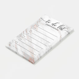 Pink Rose Gold Foil Marble Checkboxes TO DO LIST Post-it Notes | Zazzle