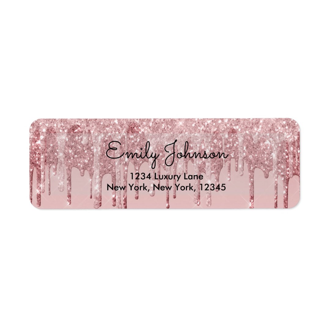 Pink Rose Gold Glitter and Sparkle Label | Zazzle