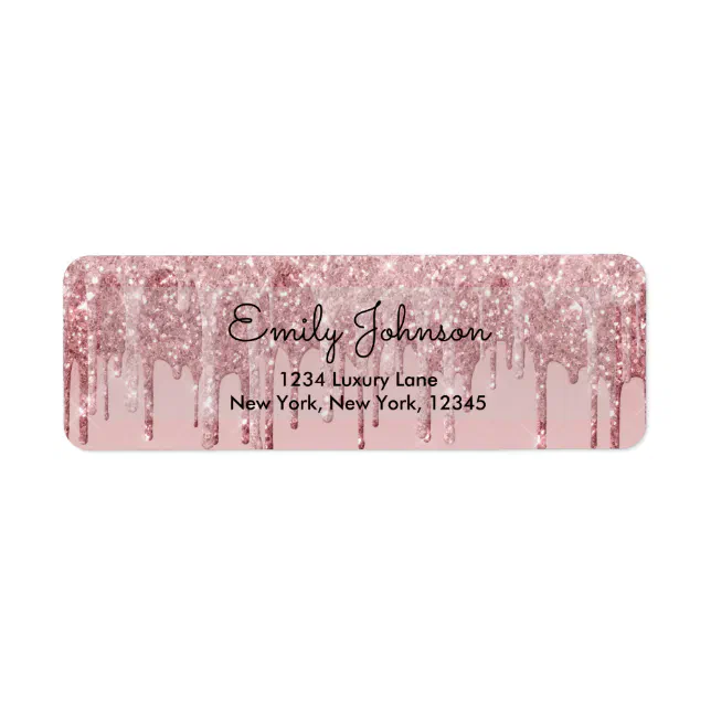 Pink Rose Gold Glitter and Sparkle Label | Zazzle