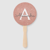 Pink Rose Gold Glitter and Sparkle Monogram Hand Fan | Zazzle