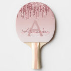 Pink Rose Gold Glitter and Sparkle Monogram Ping Pong Paddle | Zazzle.com