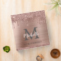 Pink Rose Gold Glitter Drips Name School Office 3 Ring Binder | Zazzle