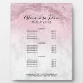 Pink rose gold glitter marble makeup services plaque | Zazzle