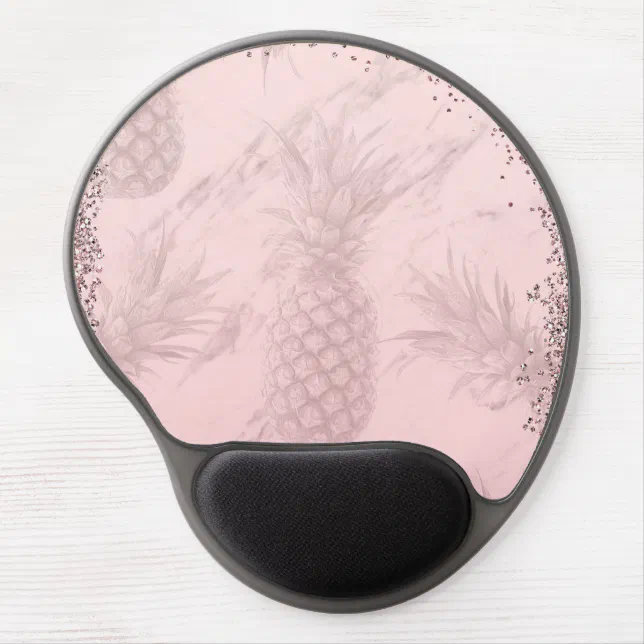 Pink Rose Gold Glitter Pineapple Tropical Chic Gel Mouse Pad | Zazzle