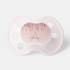 Pink Rose Gold Glitter & Sparkle Monogram Baby Pacifier | Zazzle.com