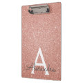 Pink Rose Gold Glitter & Sparkle Monogram School Clipboard | Zazzle