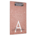 Pink Rose Gold Glitter & Sparkle Monogram School Clipboard | Zazzle
