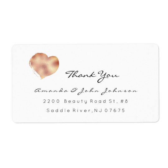 Pink Rose Gold Heart Brush Stroke Thank You Label | Zazzle.com