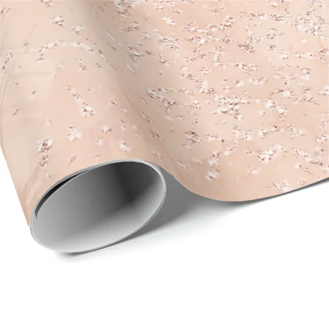 Pink Rose Gold Peach Blush Princess Girly Makeup Wrapping Paper | Zazzle