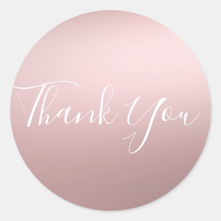 Pink Rose Gold Shine Shiny Metallic Glam Favor Classic Round Sticker ...