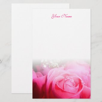 Pink Rose Letterhead | Zazzle