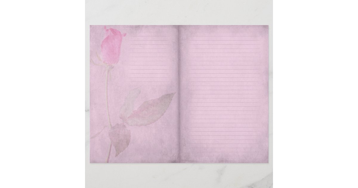 Pink Rose Lined Journal Scrapbook Paper | Zazzle