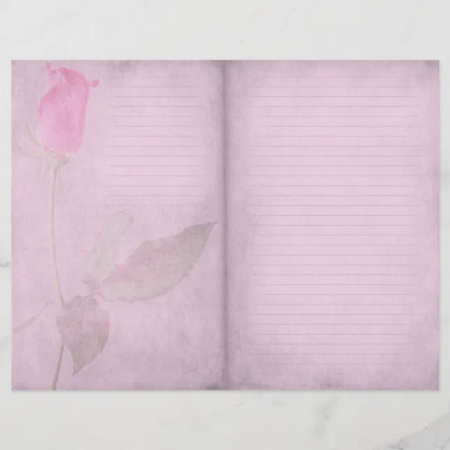 Pink Rose Lined Journal Scrapbook Paper | Zazzle