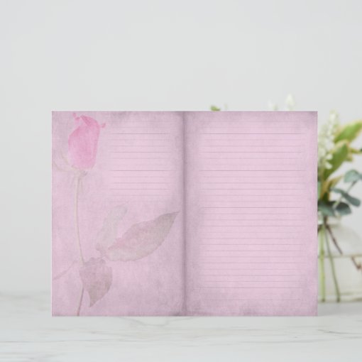 Pink Rose Lined Journal Scrapbook Paper | Zazzle