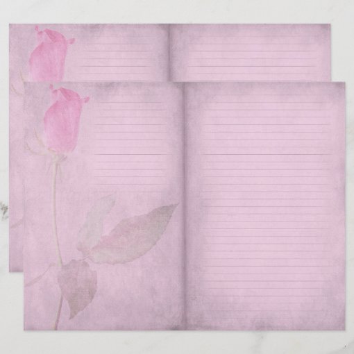 Pink Rose Lined Journal Scrapbook Paper | Zazzle